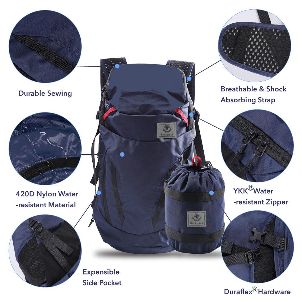 4Monster 28L Water Resistant Lightweight Packable Hiking Backpack ...